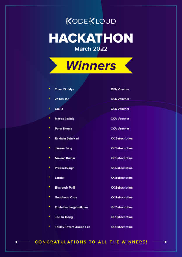 Our long-awaited KodeKloud Hackathon winners are here!