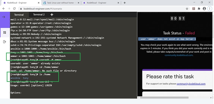 Adding User Without Home Directory KodeKloud DevOps Learning Community
