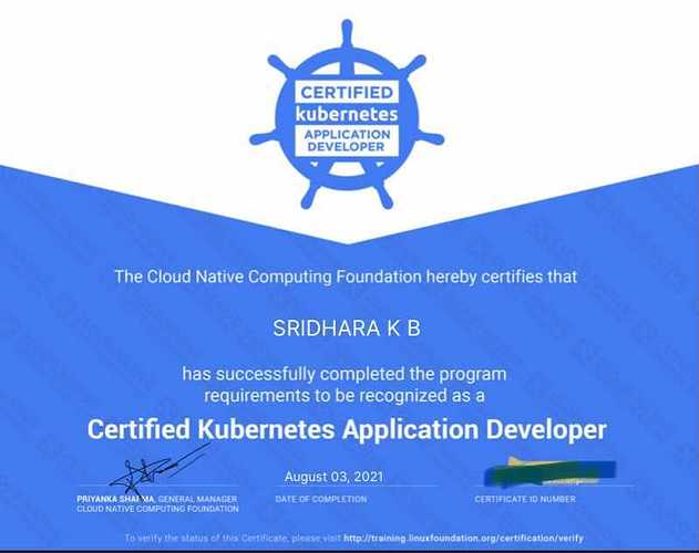 Hi secured CKAD with score of 99 and the course was really helpful to ...