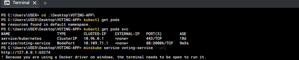 Not Able To Access The Voting Application Through This Given Address