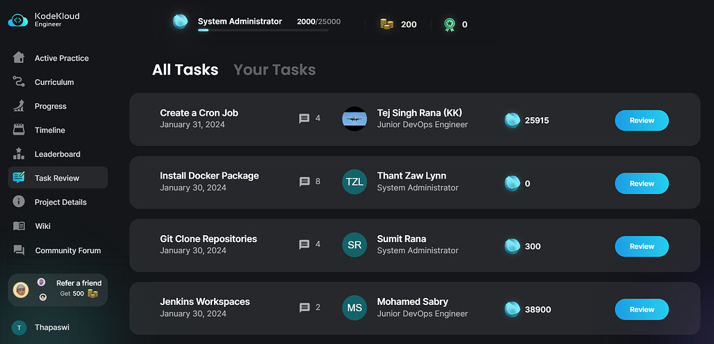 How Does Review Action Of Tasks Work Kodekloud Engineer Kodekloud Devops Learning Community