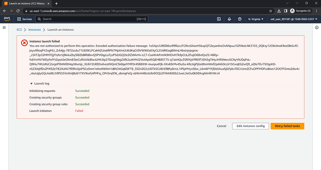 Unable To Launch Amazon Ec2 Instance In Playground Aws Kodekloud Devops Learning Community