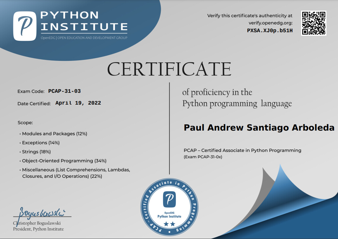 Hi All Glad To Share That Ive Passed Pcap Certified Associate In Python Prog Python