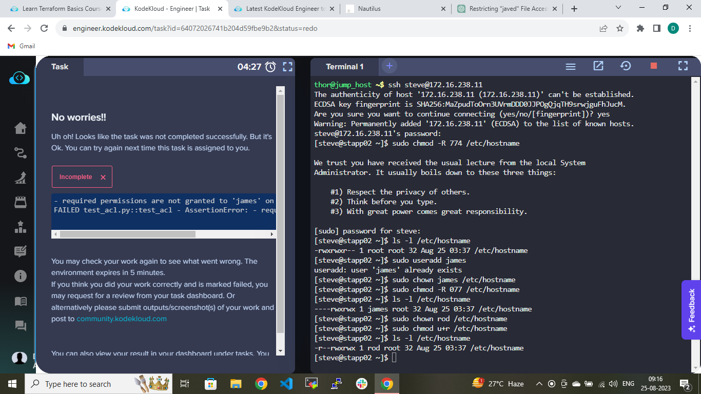 Unable To Give The Permissions Kodekloud Engineer Kodekloud Devops Learning Community