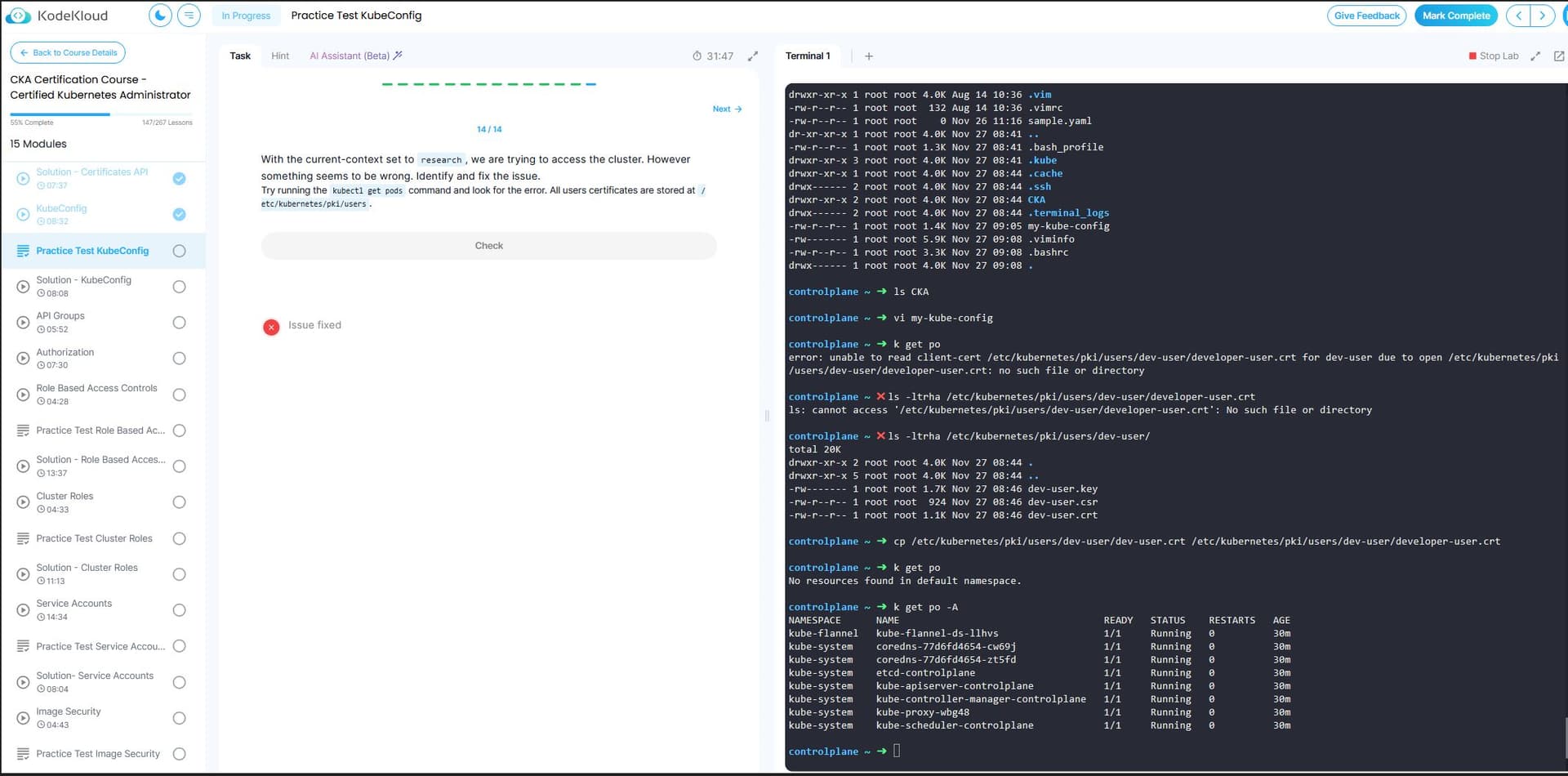 Practice Test Kube Config Lab Exercise Kubernetes Kodekloud Devops Learning Community