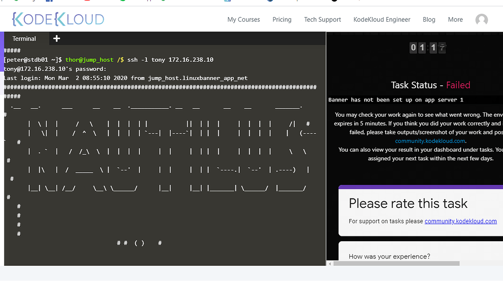 Message Of The Day Was Failed Kodekloud Engineer Kodekloud Devops Learning Community 