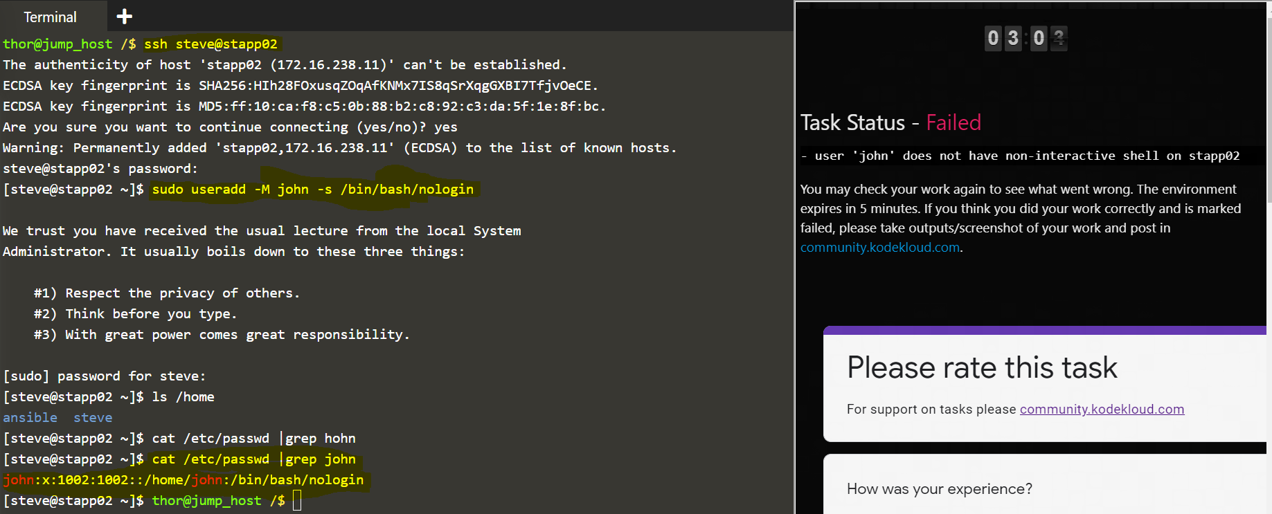 Linux System Administrator Create A Non Interactive User Nologin Kodekloud Devops